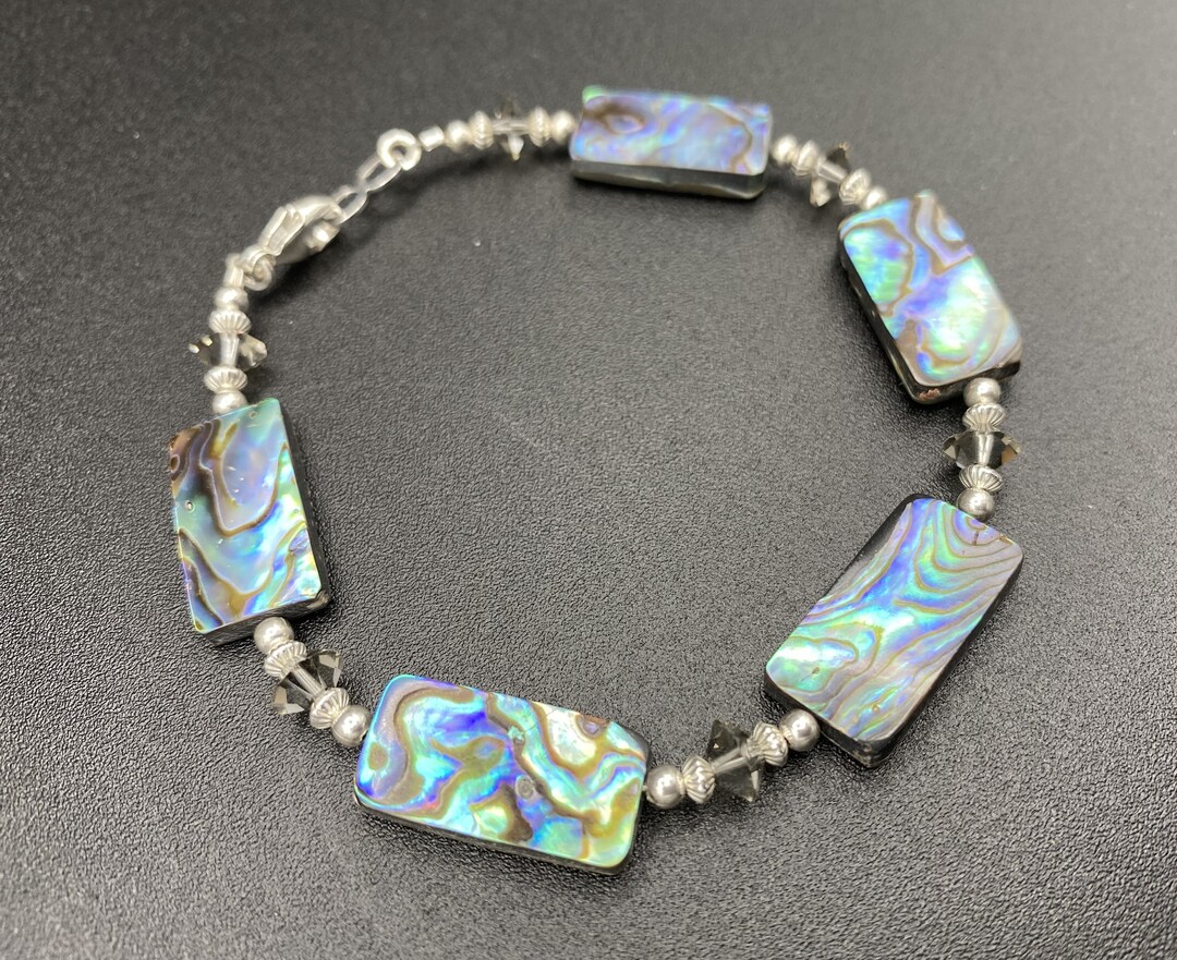 Abalone Bracelet, Swarovskli Crystal Bracelet, Paua Shell Bracelet ...