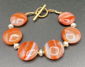 Orange Chalcedony Bracelet - Etsy