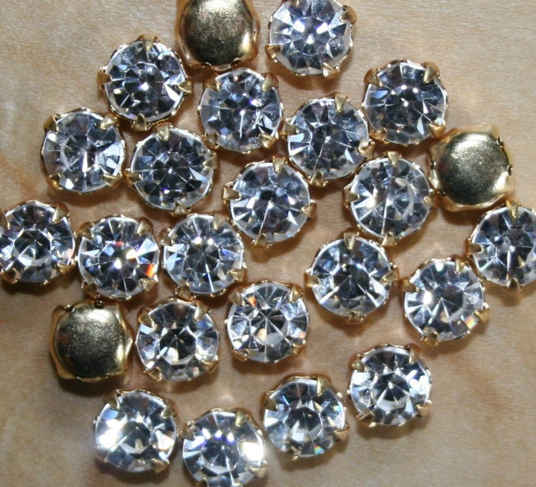 Czech Glass gold Crytal Chaton 8mm - Etsy UK