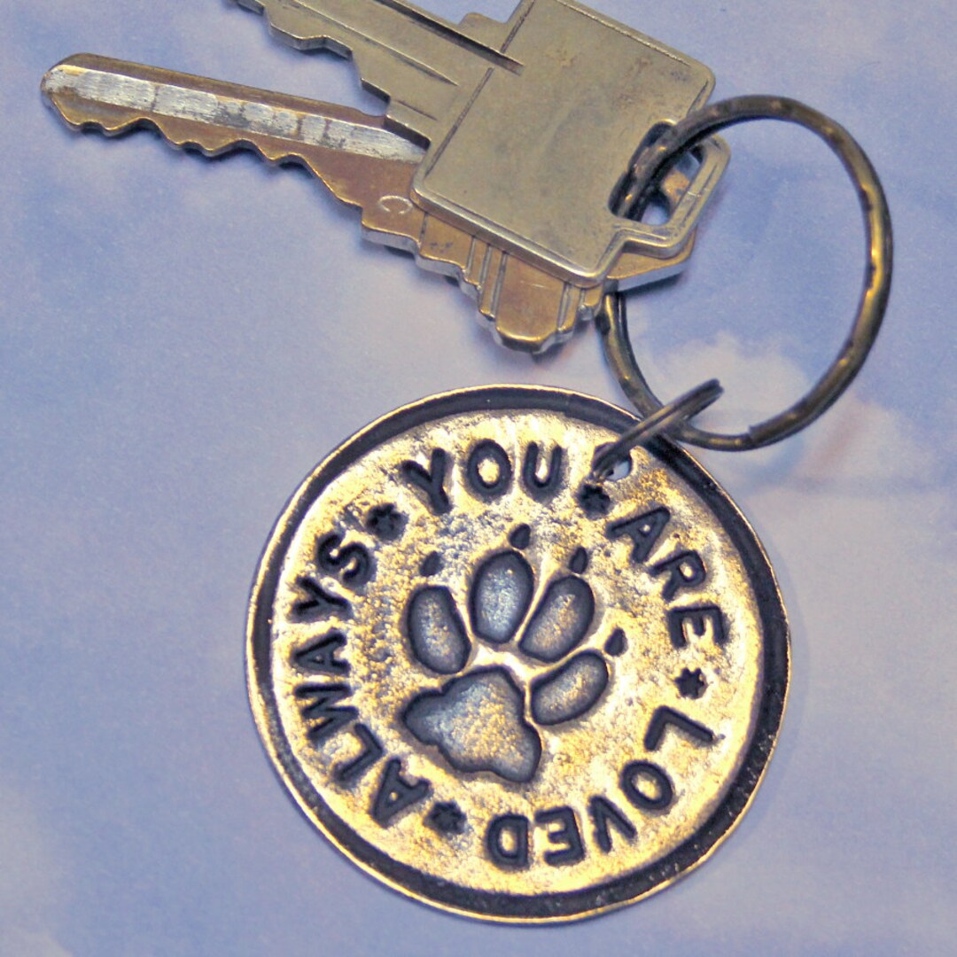 Solid Bronze Key Ring With Dog Paw Print. Includes Split Rings. - Etsy