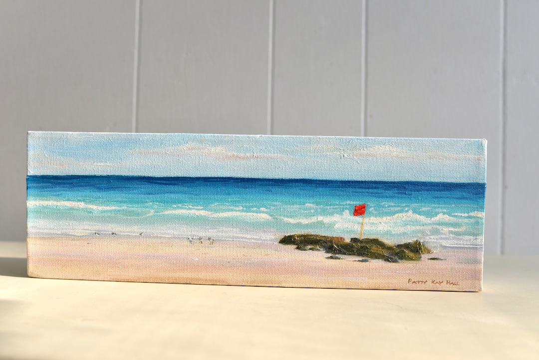 Red Jetty Flag 4x12 Original Hand Signed Oil Painting Unframed - Etsy