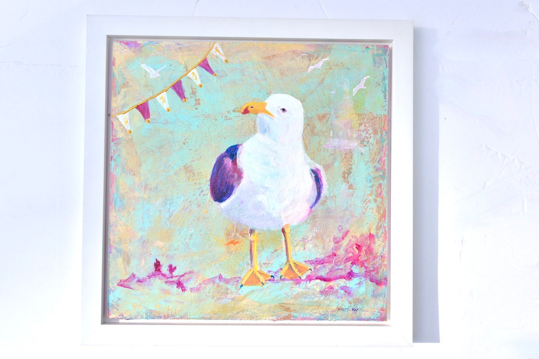 Colorful Seagull 12x12 Original Framed Acrylic Painting - Etsy