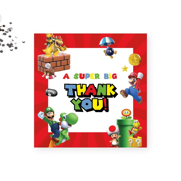 Super Mario Thank You Tag - Etsy