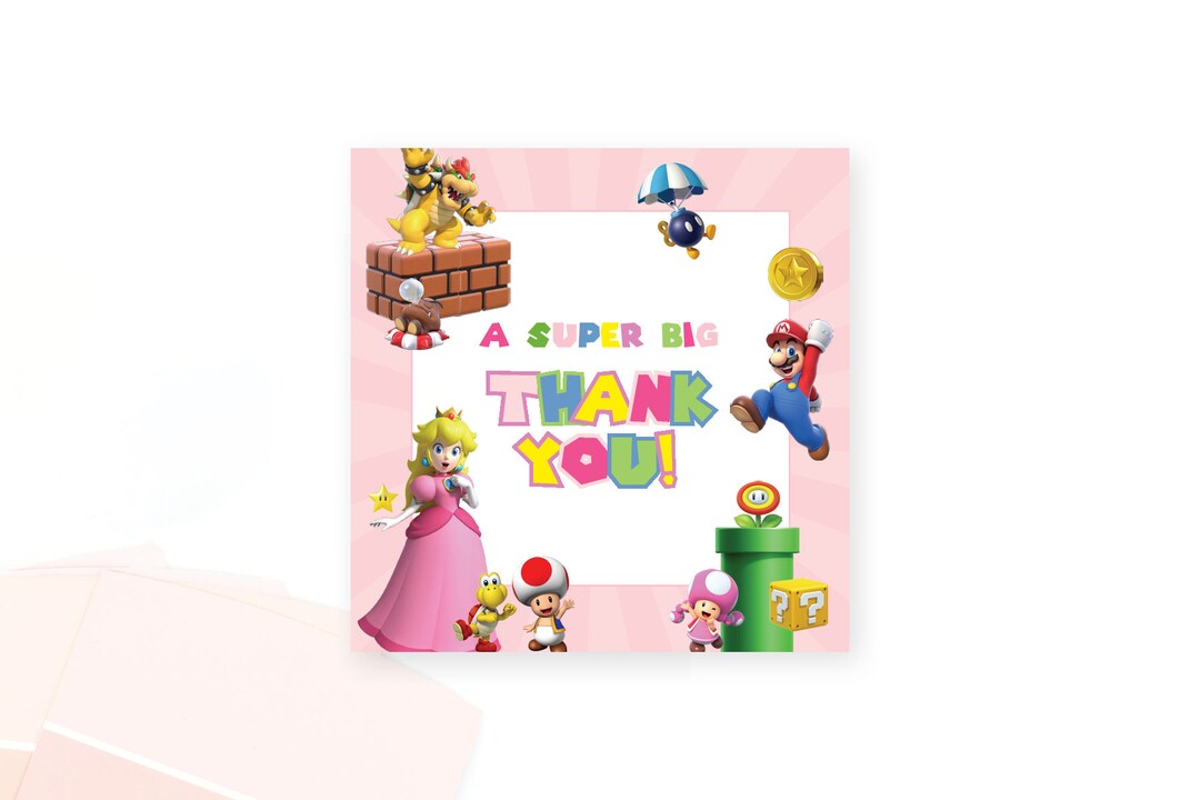 Princess Peach Thank You Tag Digital Download - Etsy