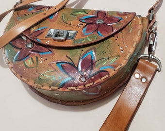 Hand-painted Upcycled Genuine Leather Bag - Etsy