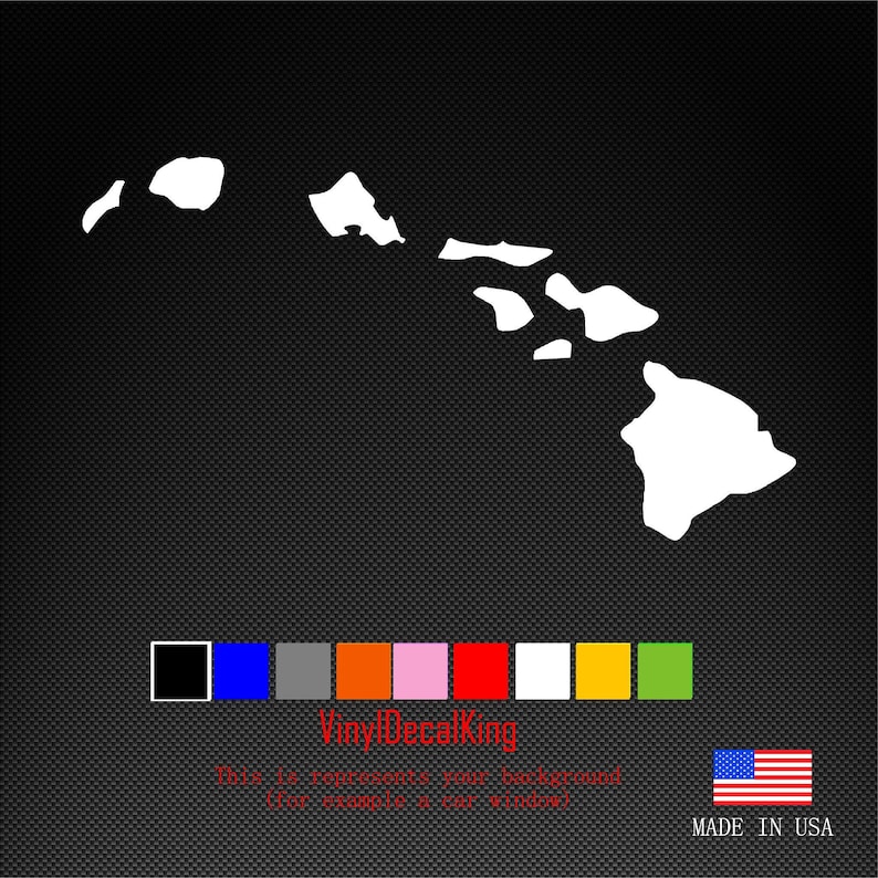 Hawaiian Islands Map Vinyl Decal - Hawaii Window Laptop Car Bumper ...