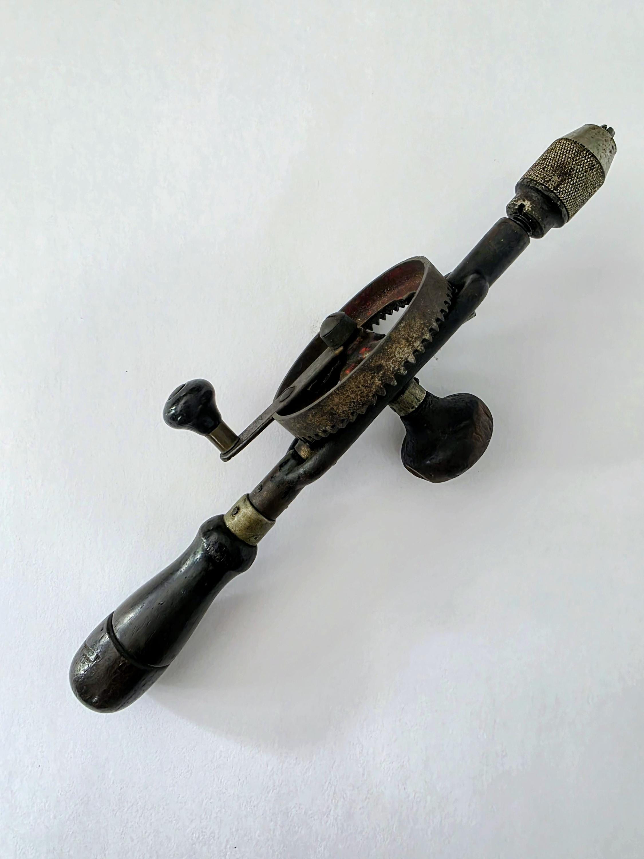 Antique Eggbeater Hand Drill: Vintage Carpentry Tool With Wooden Handle ...
