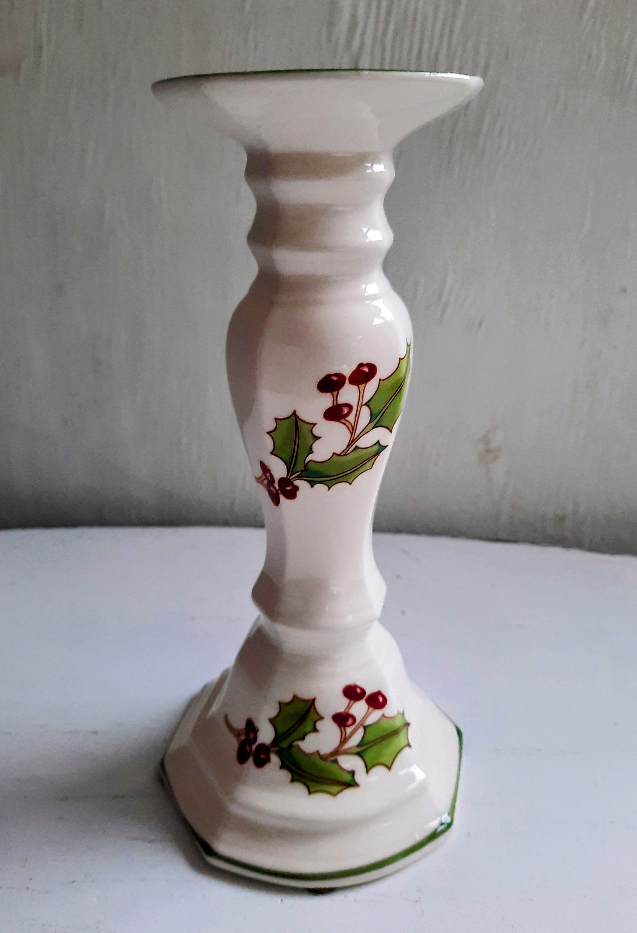 Pair of White Christmas Candlesticks by Sango - Etsy