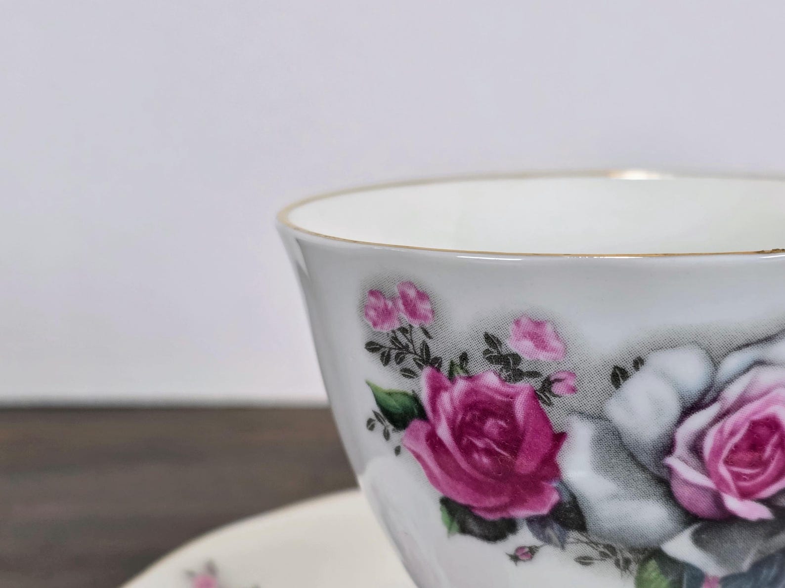 Pink Rose Porcelain Footed Tea Cup and Saucer by Yong Sheng - Etsy