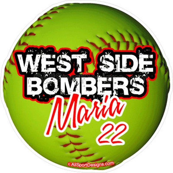 Softball Car Decal - Etsy