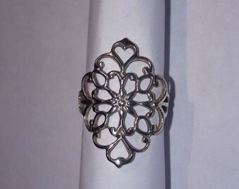 Rose Filigree Ring Open Work Ring Floral Ring Sterling | Etsy