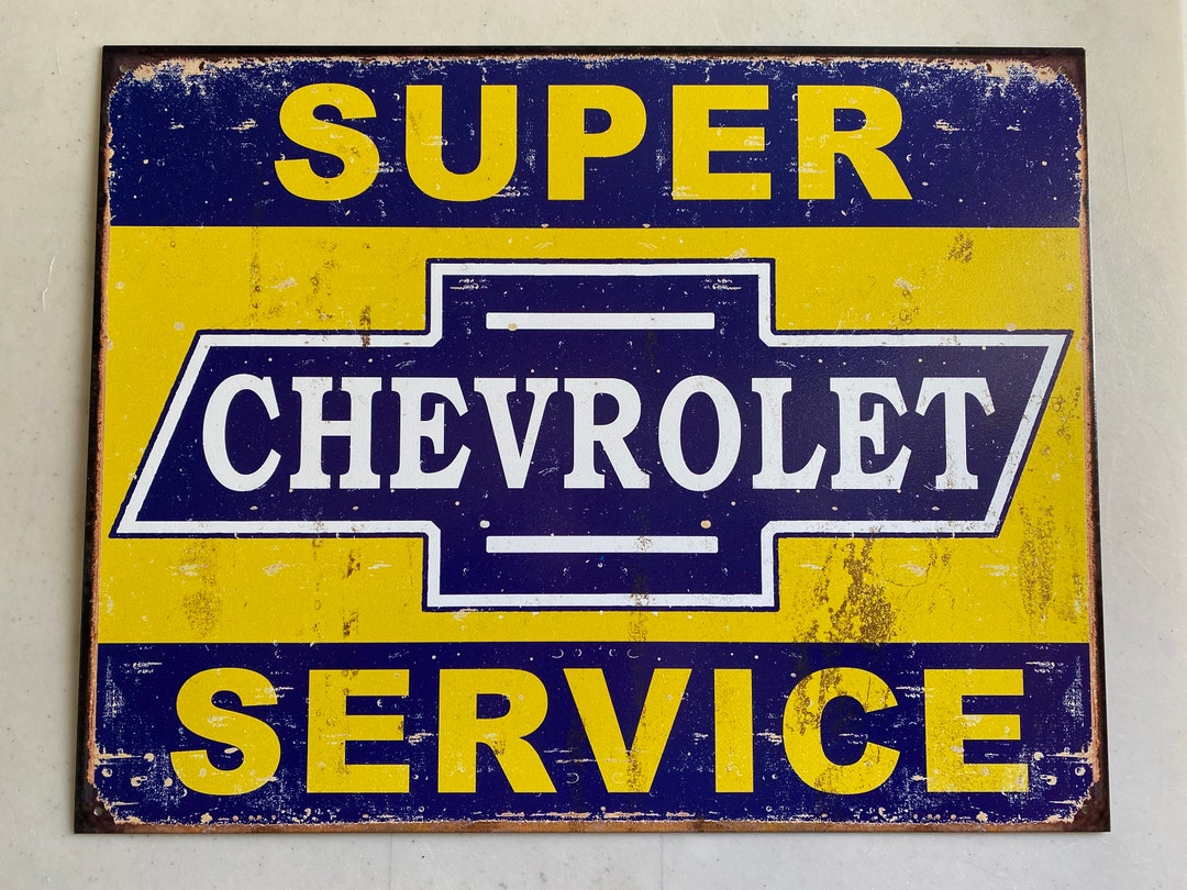 Super Chevrolet Service - Tin Sign - Man Cave Garage Art - Etsy