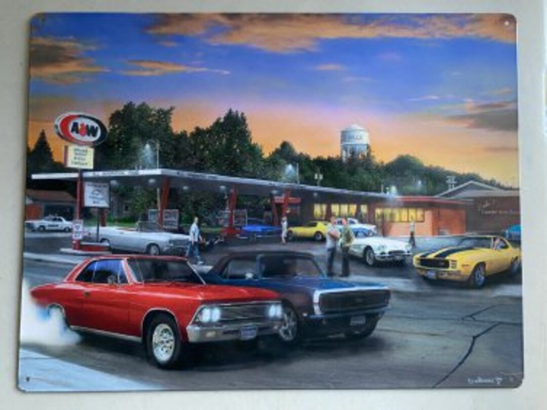 A&W Cruising the Dub Drive-in Sign - Man Cave Garage Art - Etsy