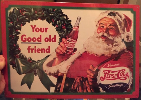 Pepsi Cola and Santa Claus Vintage Tin Metal Sign / Man Cave | Etsy Canada