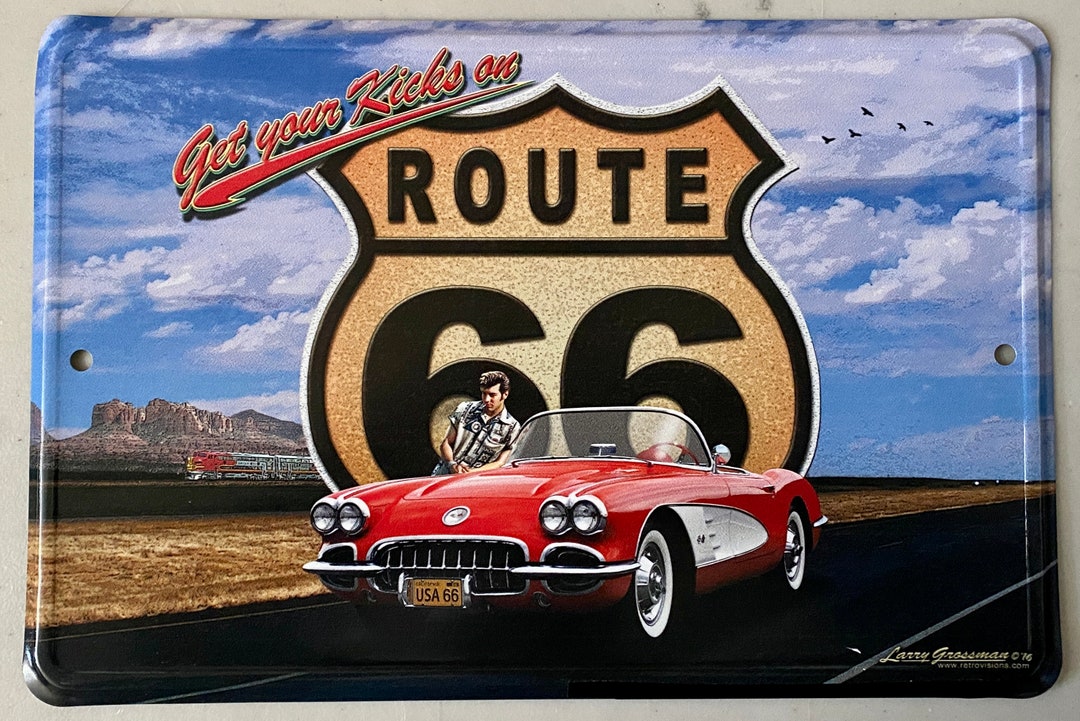 Get Your Kicks on Route 66 Corvette Embossed Retro Sign Vintage Tin Sign Man Cave Garage Art - Etsy