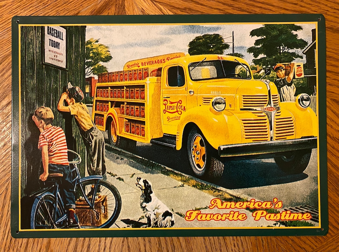 Pepsi Americas Favourite Pastime - Vintage Tin Sign - Man Cave Garage ...