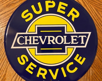 Huge 24 Super Chevrolet Service Sign Garage Vintage Tin Sign Man Cave ...