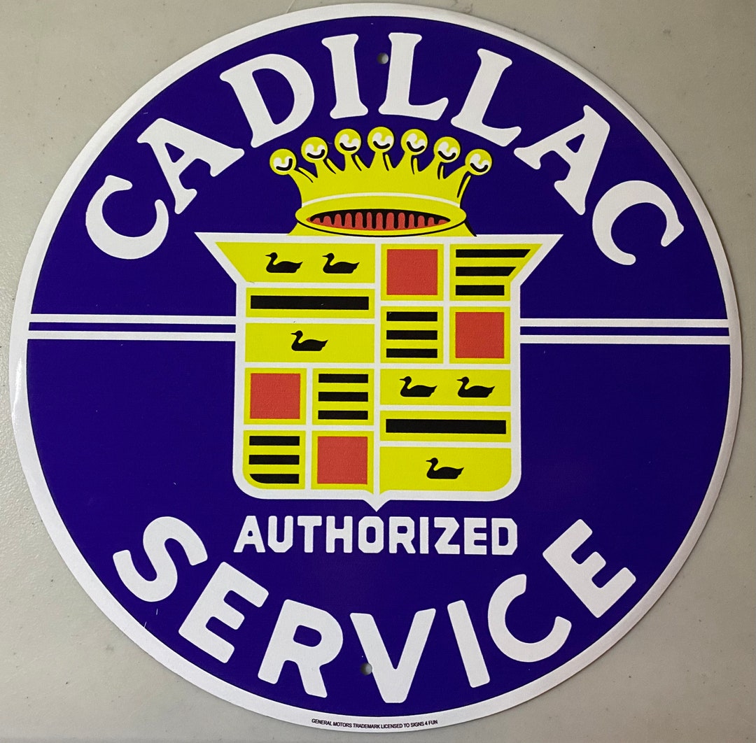 12” Round Cadillac Service Sign - Garage Vintage Tin Sign - Man Cave ...