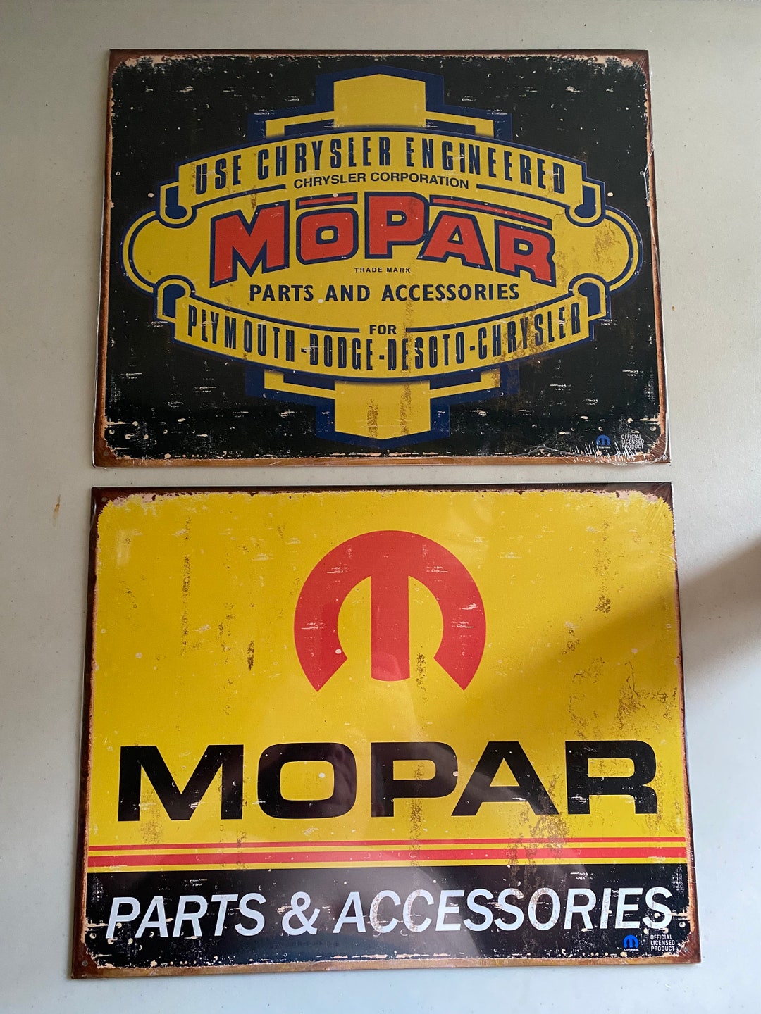 Pair of MOPAR Metal Signs - Garage Vintage Tin Sign - Man Cave Garage ...