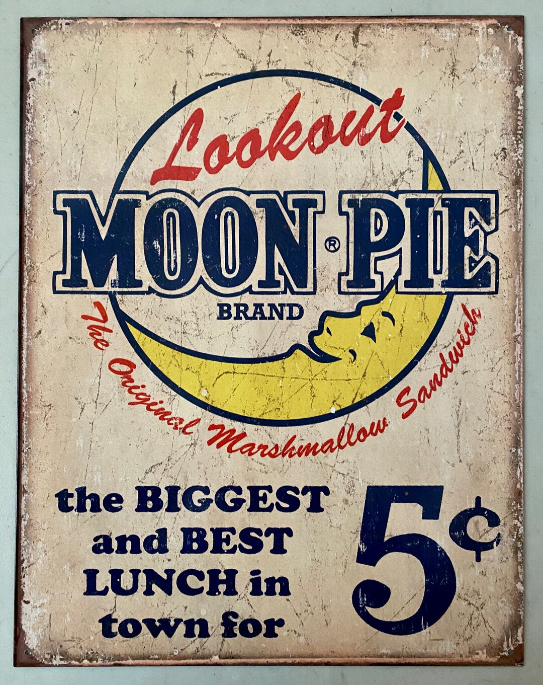 Moon Pie 5 Cents - Retro Tin Sign - Man Cave Garage Art - Etsy