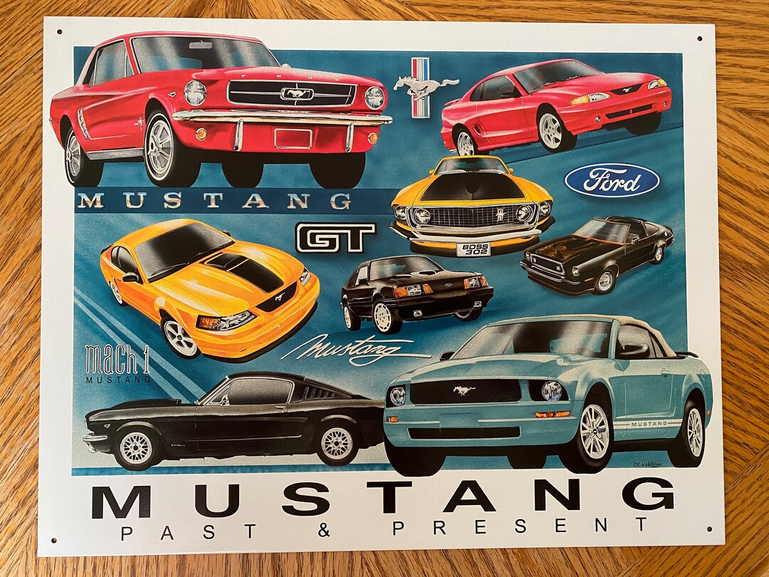 Ford Mustang Past & Present - Vintage Tin Sign - Man Cave Garage Art - Etsy
