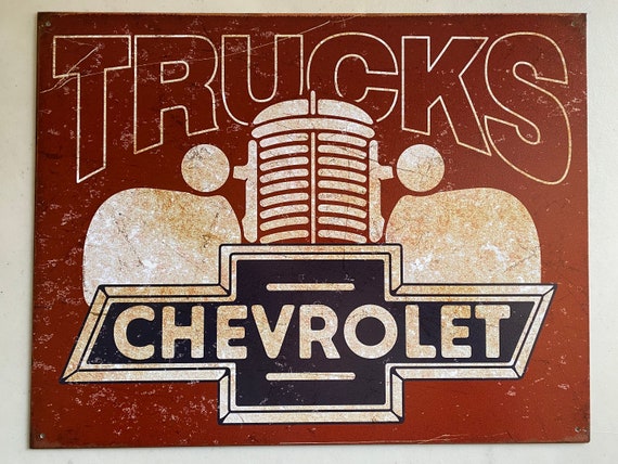 Chevrolet Trucks Vintage Tin Sign Man Cave Garage Art | Etsy