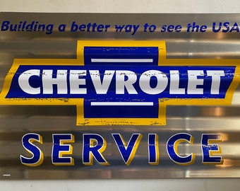 Huge 24 Chevrolet Truck Service Sign Garage Vintage Tin Sign Man Cave ...