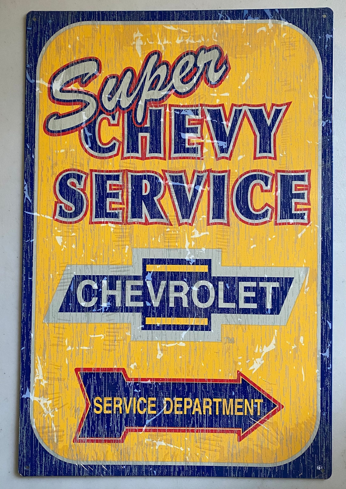 Super Chevy Service Vintage Tin Signs Man Cave Garage Art | Etsy