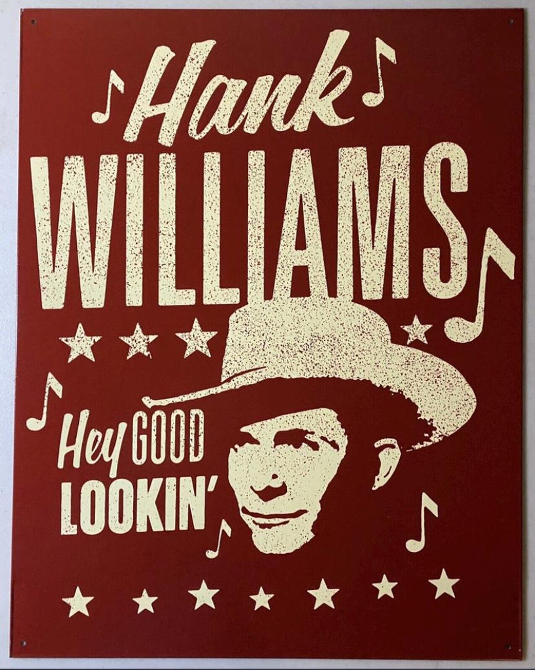 Hank Williams Hey Good Lookin’ - Retro Tin Sign - Man Cave Garage Art ...