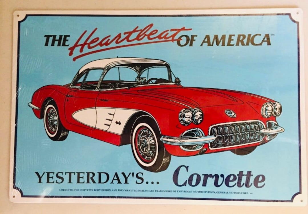 Yesterday’s Corvette Sign - Garage Vintage Tin Sign - Man Cave Garage ...