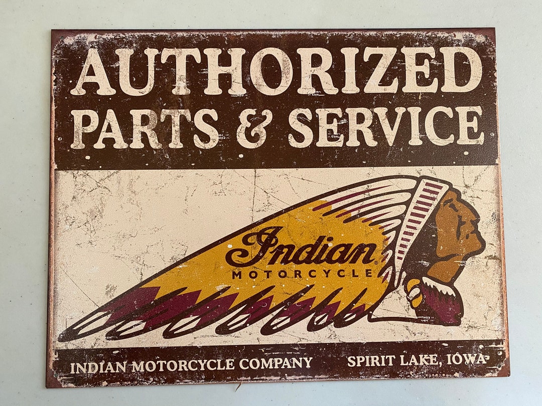 Authorized Parts & Service Indian Motorcycle - Garage Vintage Tin Sign ...