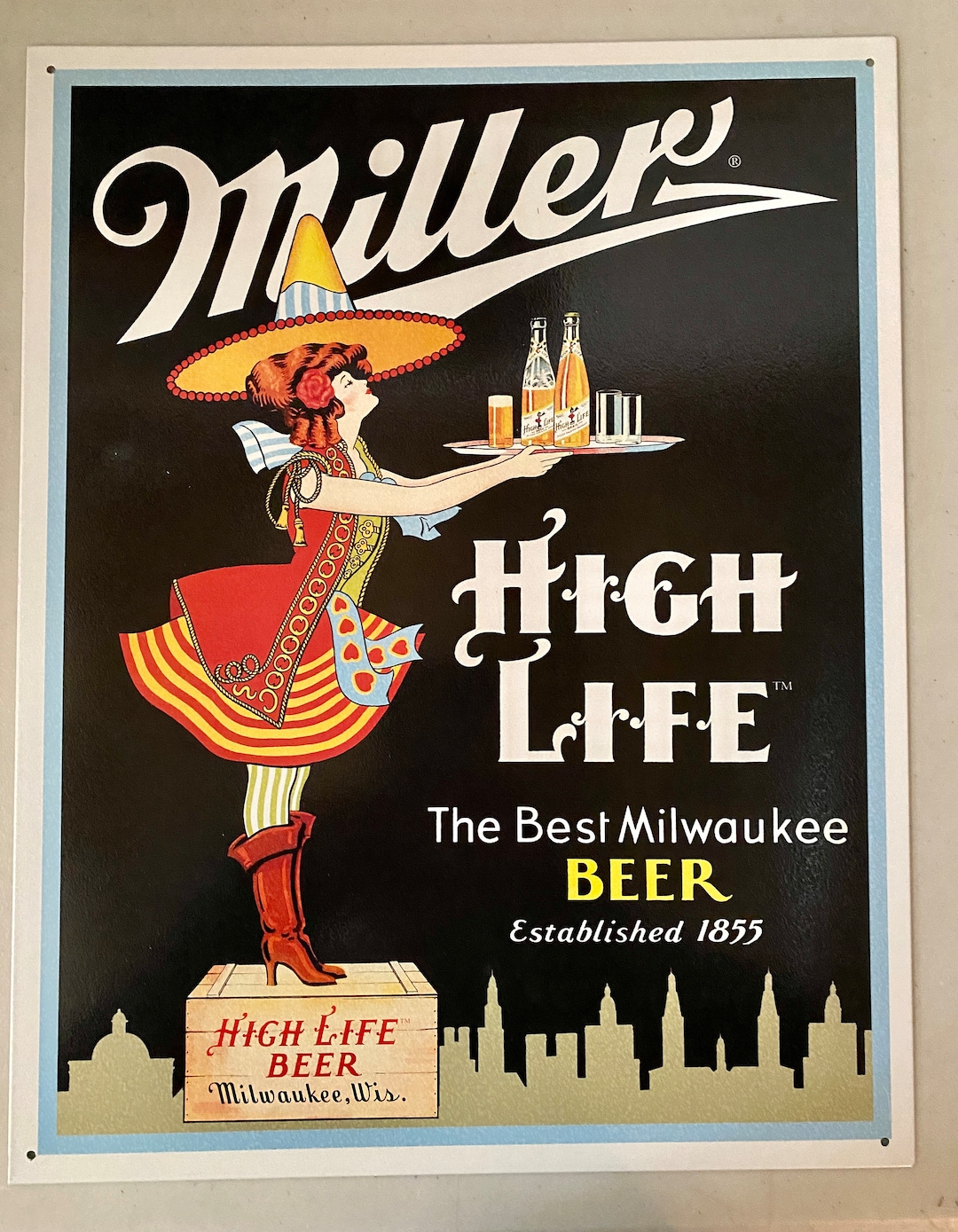 Miller High Life Beer - Vintage Tin Sign - Man Cave Garage Art - Etsy