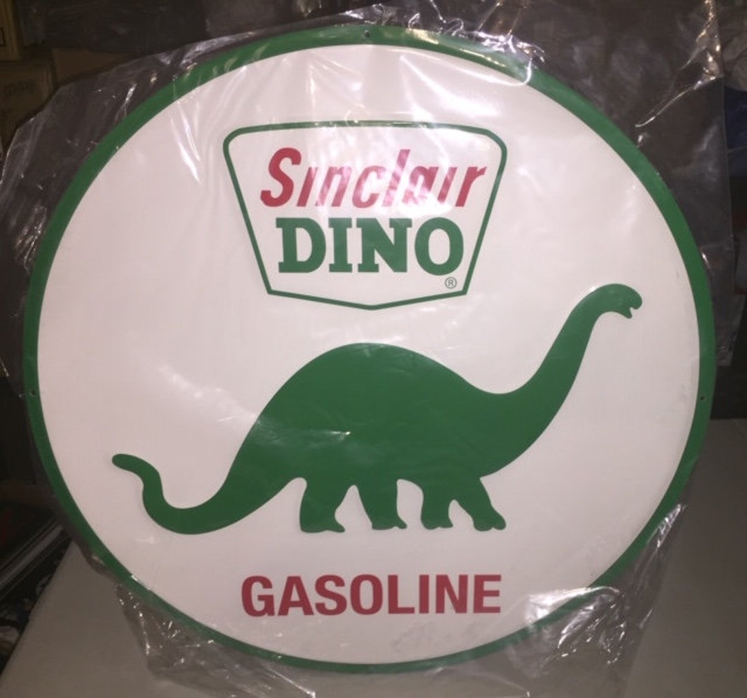 Huge 24” Sinclair Dino Gasoline Sign - Garage Tin Sign - Man Cave ...