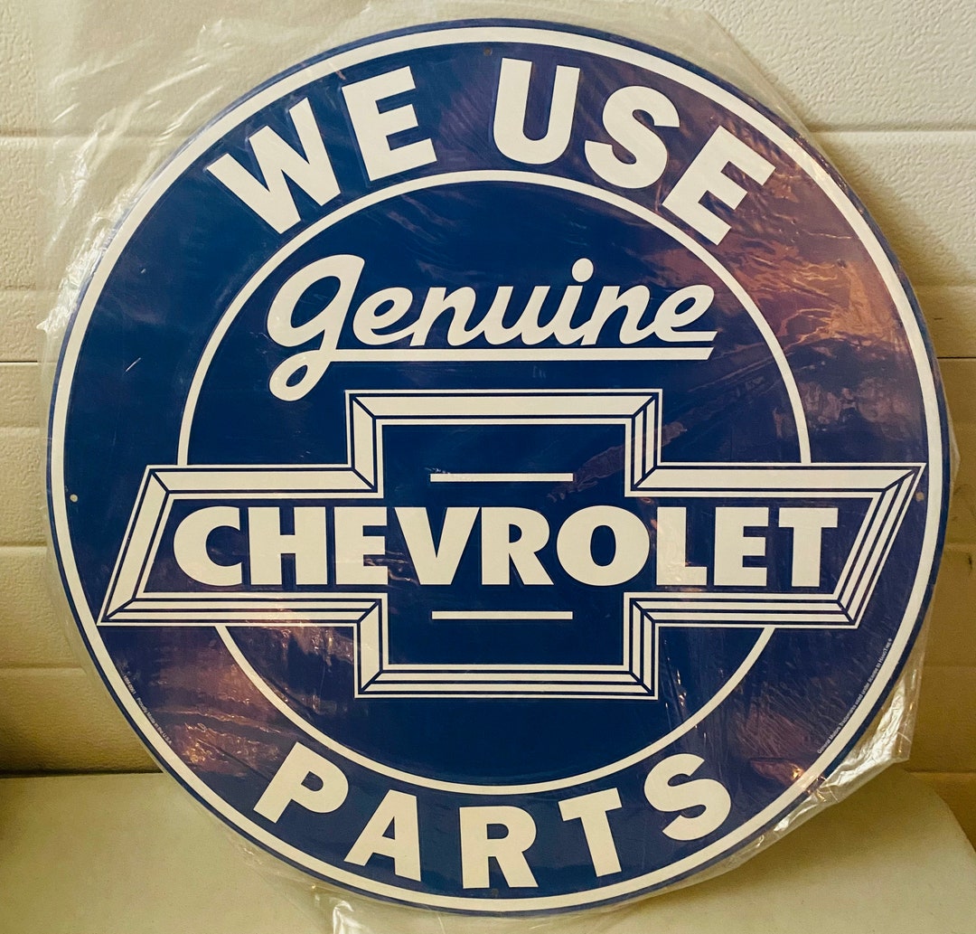Huge 24” We Use Genuine Chevrolet Parts Embossed Blue/white Metal Sign ...