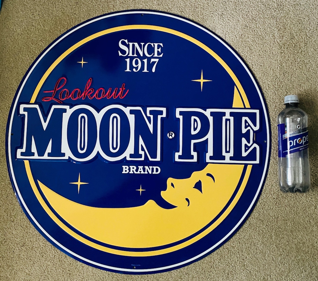 Huge 24” Round Moon Pie Sign - Retro Style Tin Sign - Man Cave Garage ...