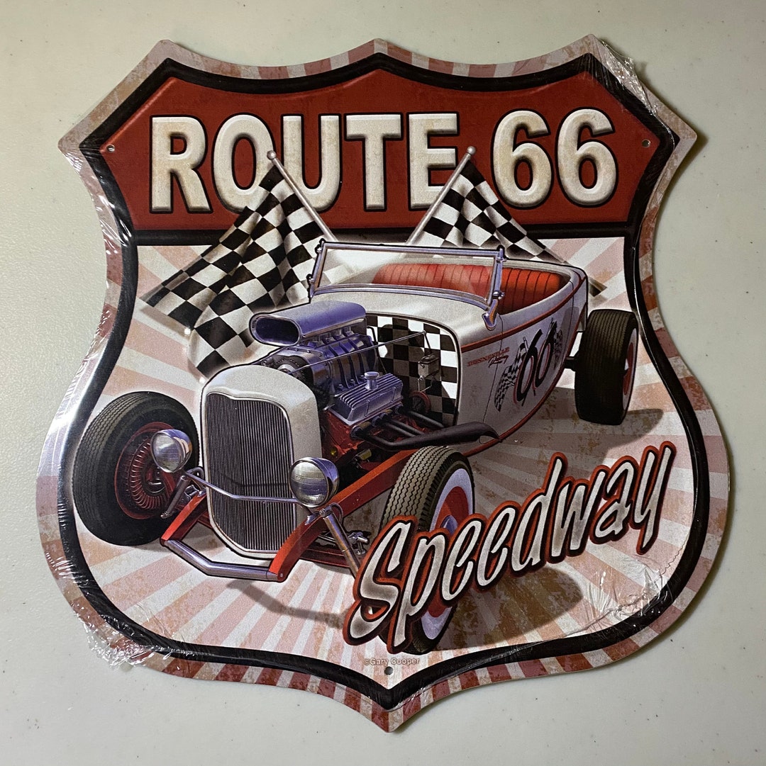Route 66 Speedway USA - Vintage Tin Sign - Man Cave Garage Art - Etsy