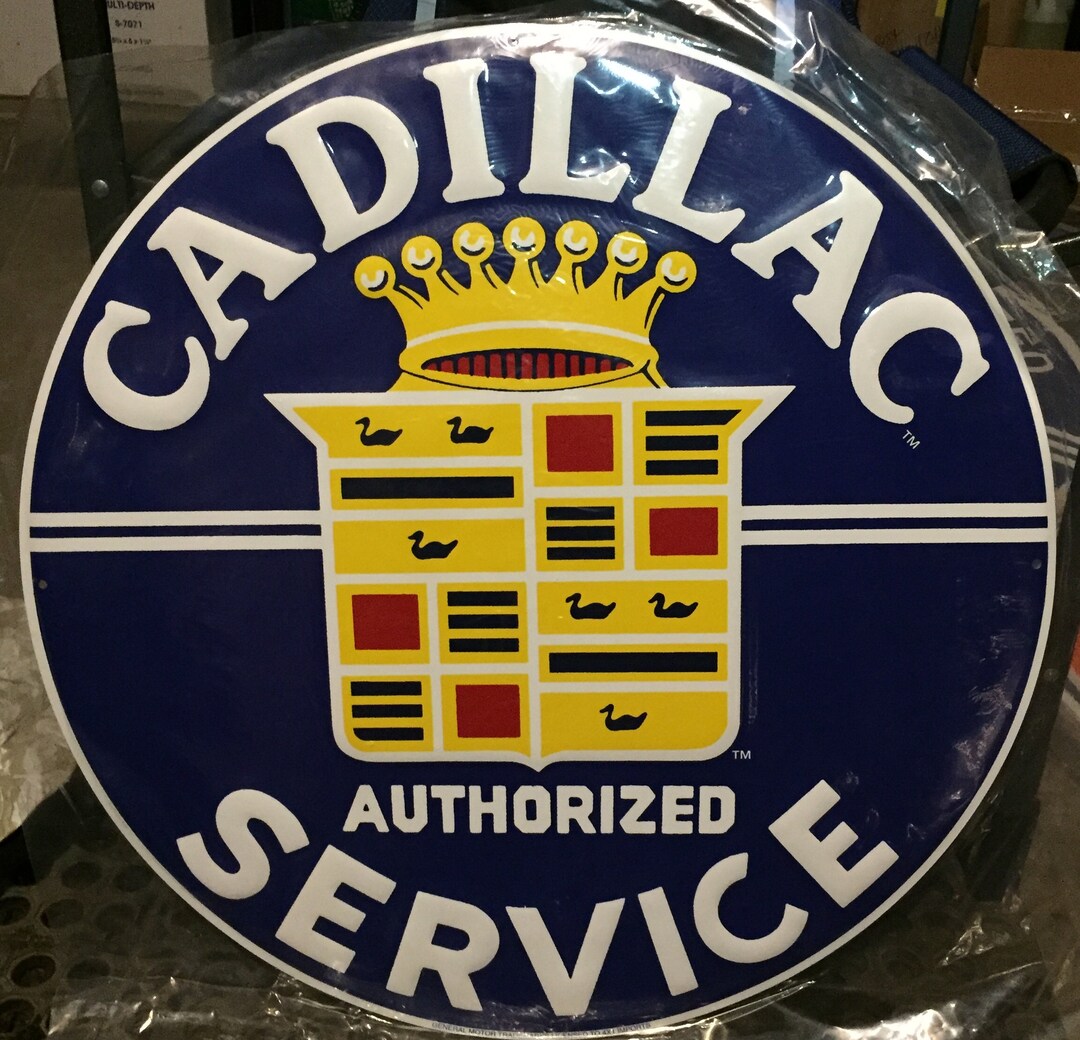 Huge 24” Cadillac Service Sign - Garage Vintage Tin Sign - Man Cave ...