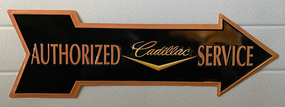 Large 27 Cadillac Embossed Arrow Metal Sign Vintage Tin Sign Man Cave ...