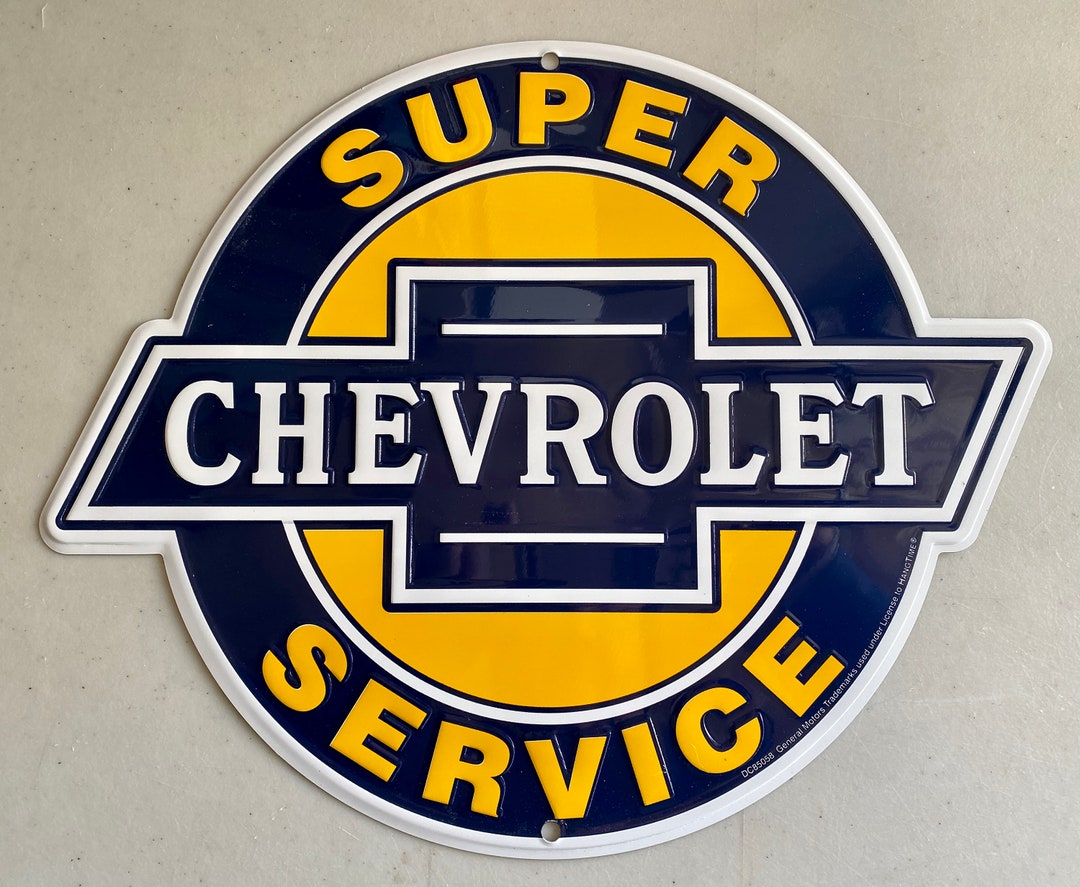 12” Super Chevrolet Service Garage Vintage Sign - Man Cave Garage Art ...