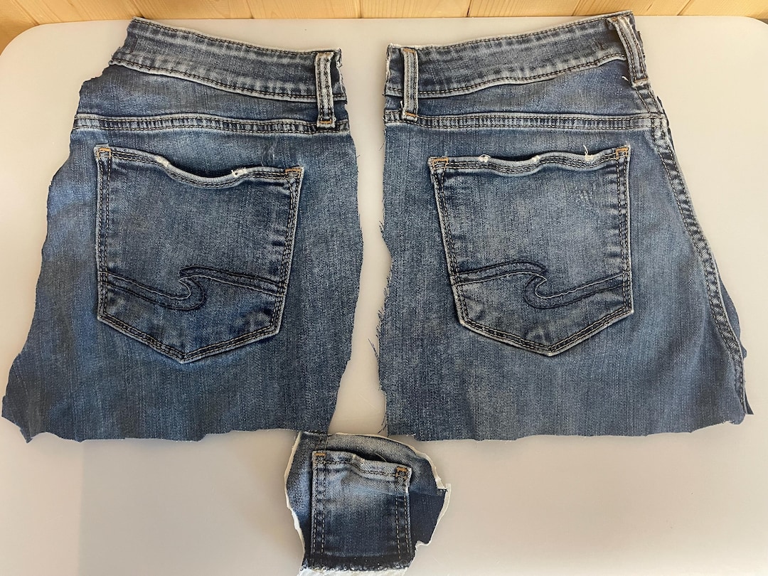 Recycled Denim Pockets: Silver Brand Jeans, Upcycled Scraps - Etsy