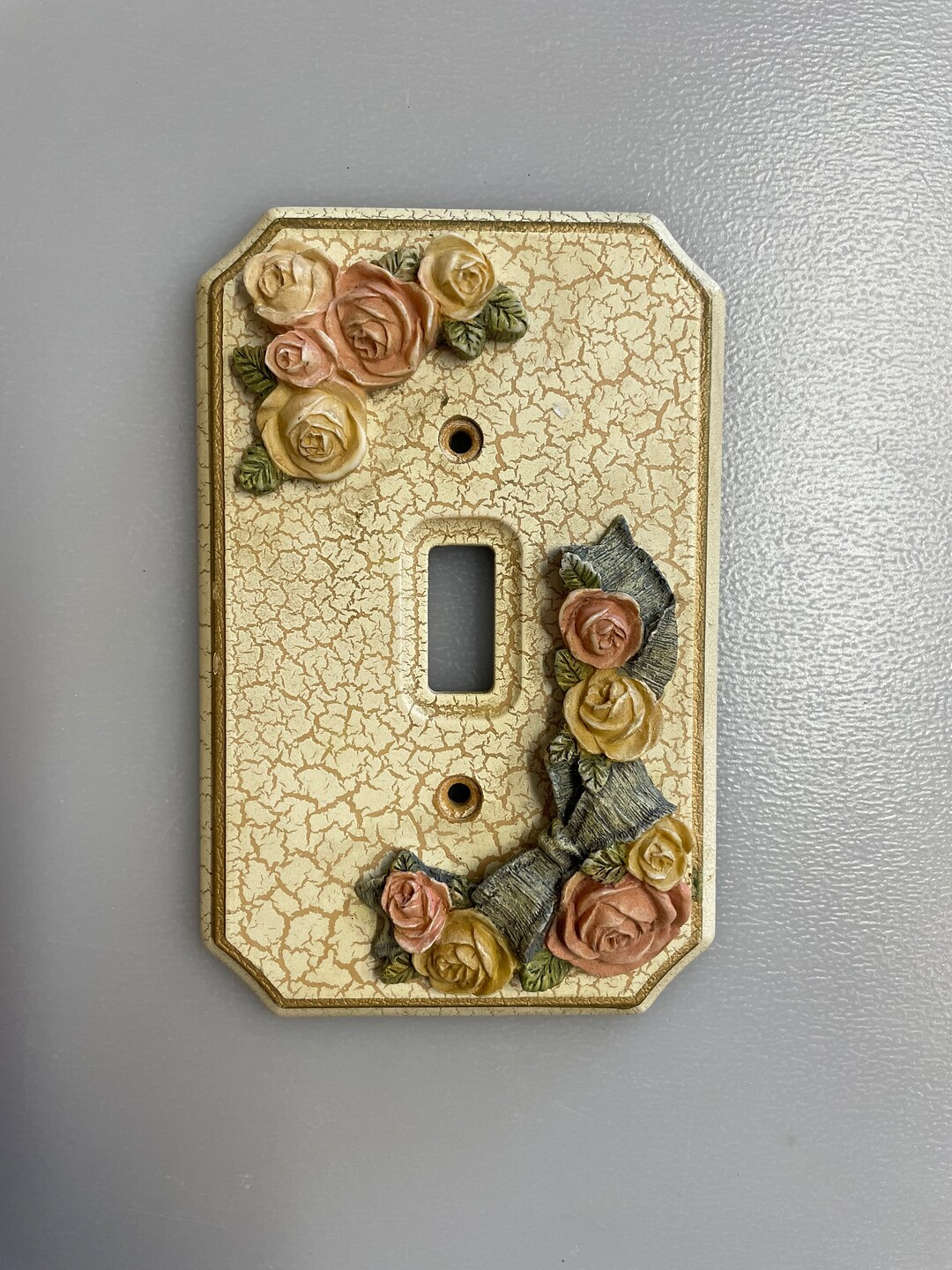 Vintage FIGI Bella Rosa Shabby Chic 3D Flowers Single Light Switch ...