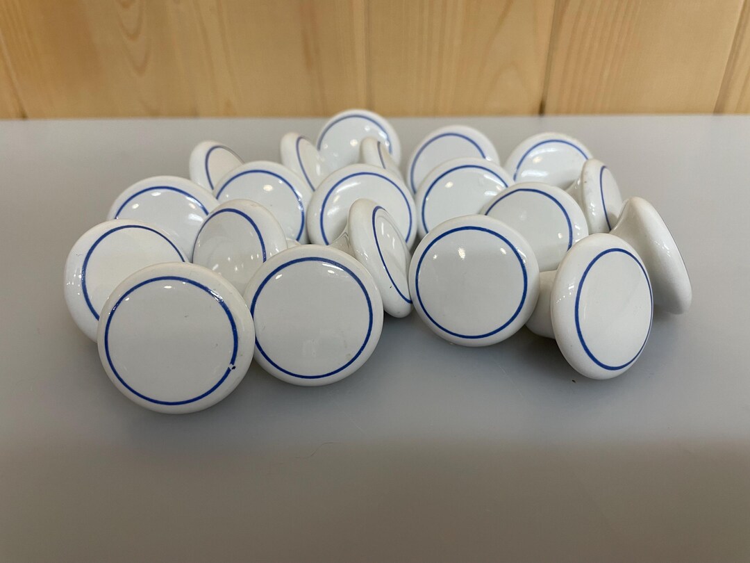 Set of 20 Vintage Ceramic Cabinet Knobs, White and Blue Colored Set Knobs, Door Knobs, Pulls - Etsy