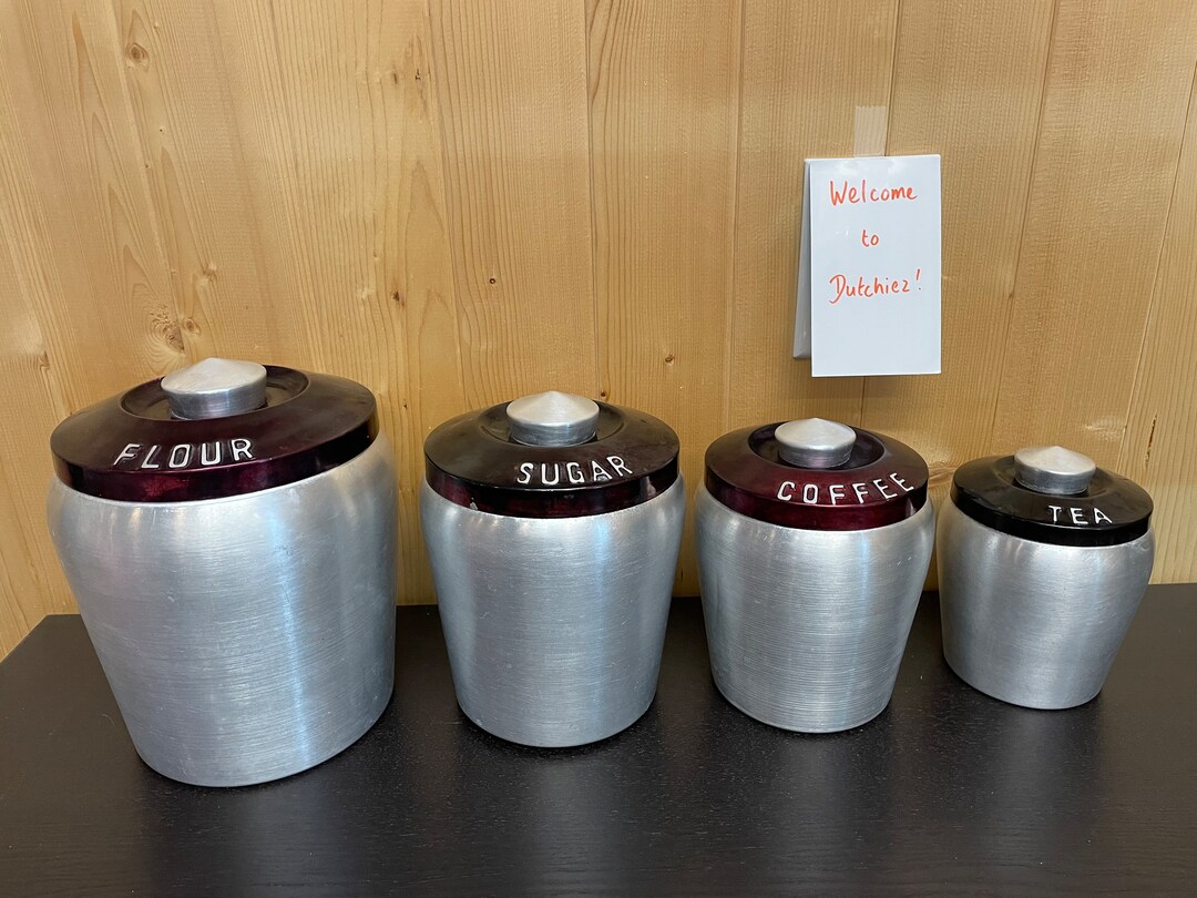 MCM Set of 4 Aluminum Canisters With Lids, Nesting Jars, Containers ...