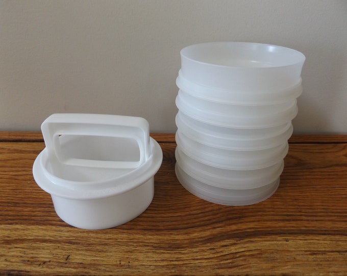 Tupperware Press and 6 Hamburger Freezer Keepers Makes 4 Inch | Etsy
