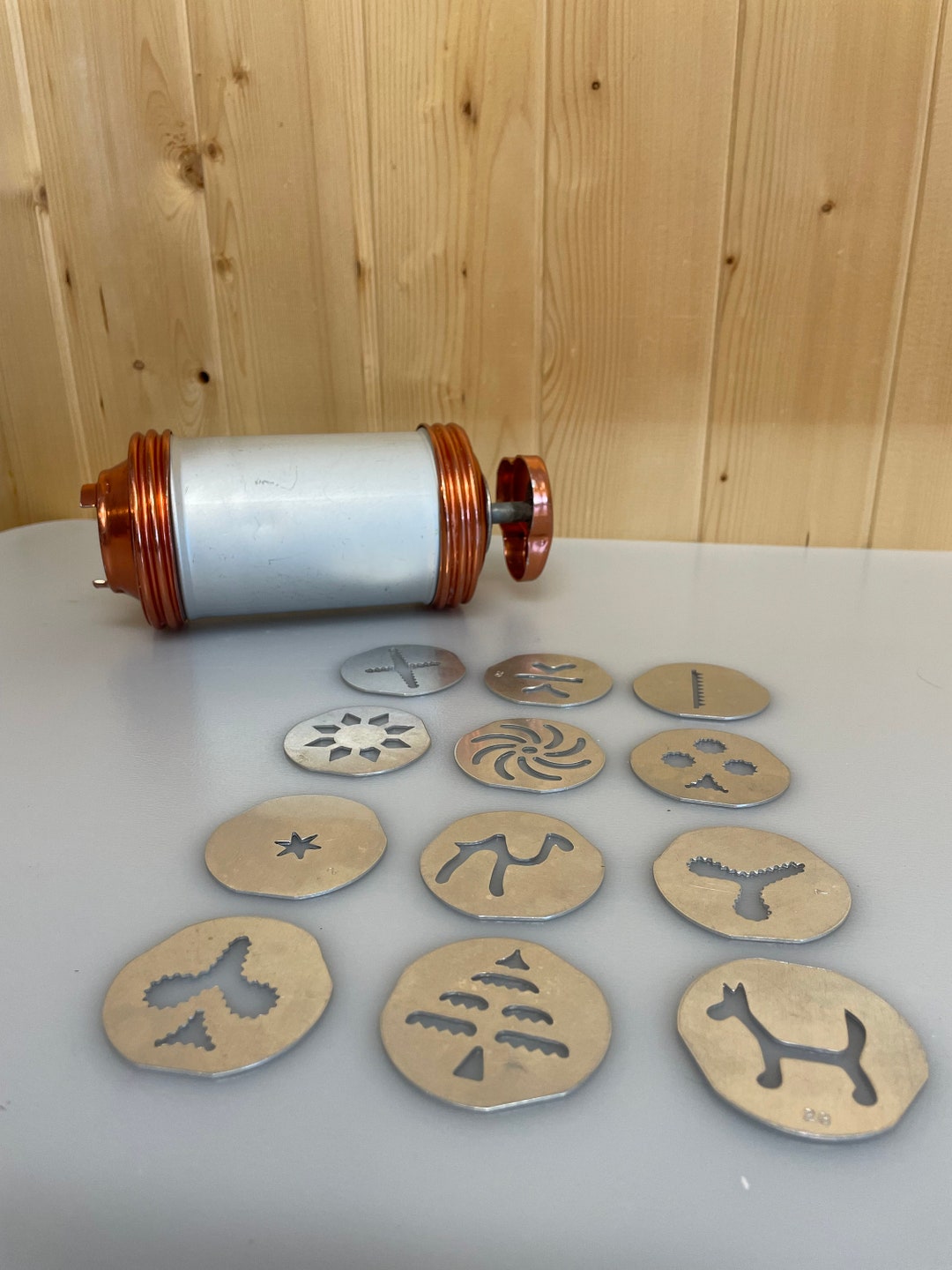Vintage Mirro Cookie Press, Cookie Maker, Aluminum Cookie Press With 12 ...