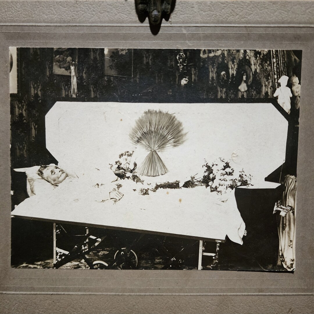 Antique Post Mortem Photo of an Old Woman in Her Casket. A Bundle of ...