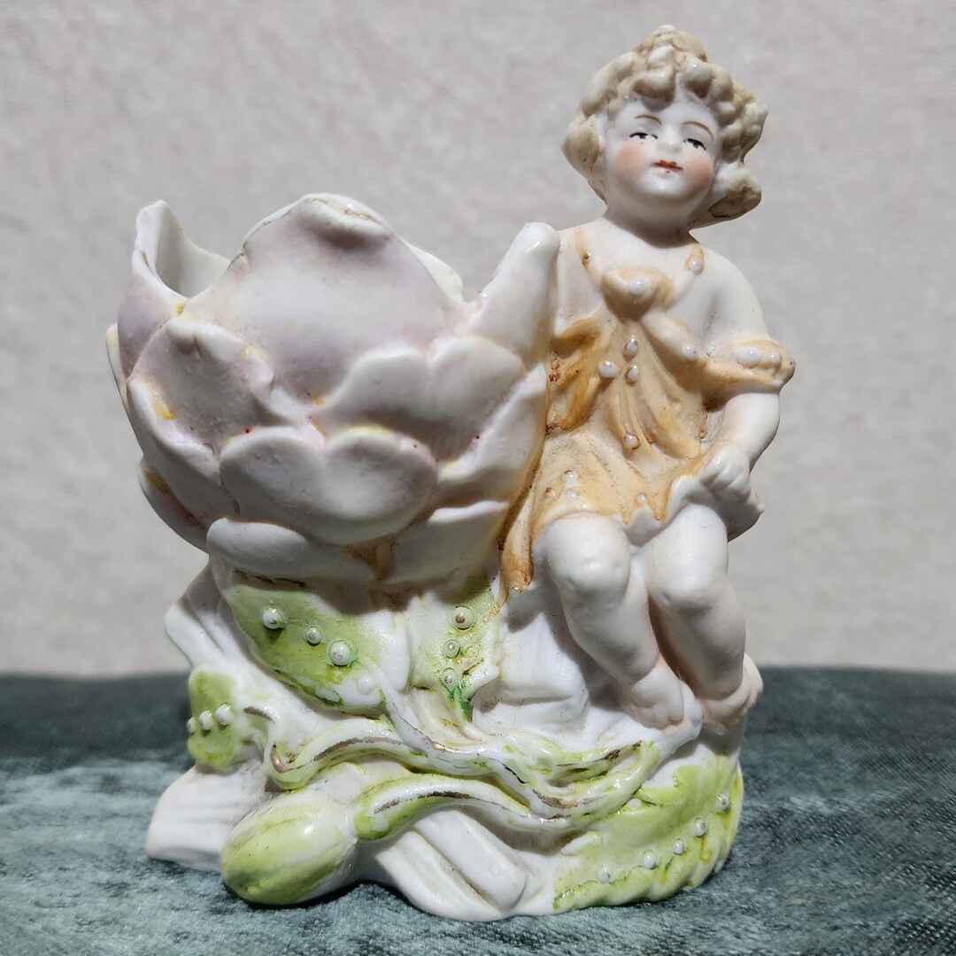 Beautiful Tiny Vintage Rose Vase With Cherub. Antique Decor. Feminine ...