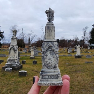 3D Printed Resin Grave Marker! A Duplicate of a Real Life Gravemarker. Draped Urn and Floral ...