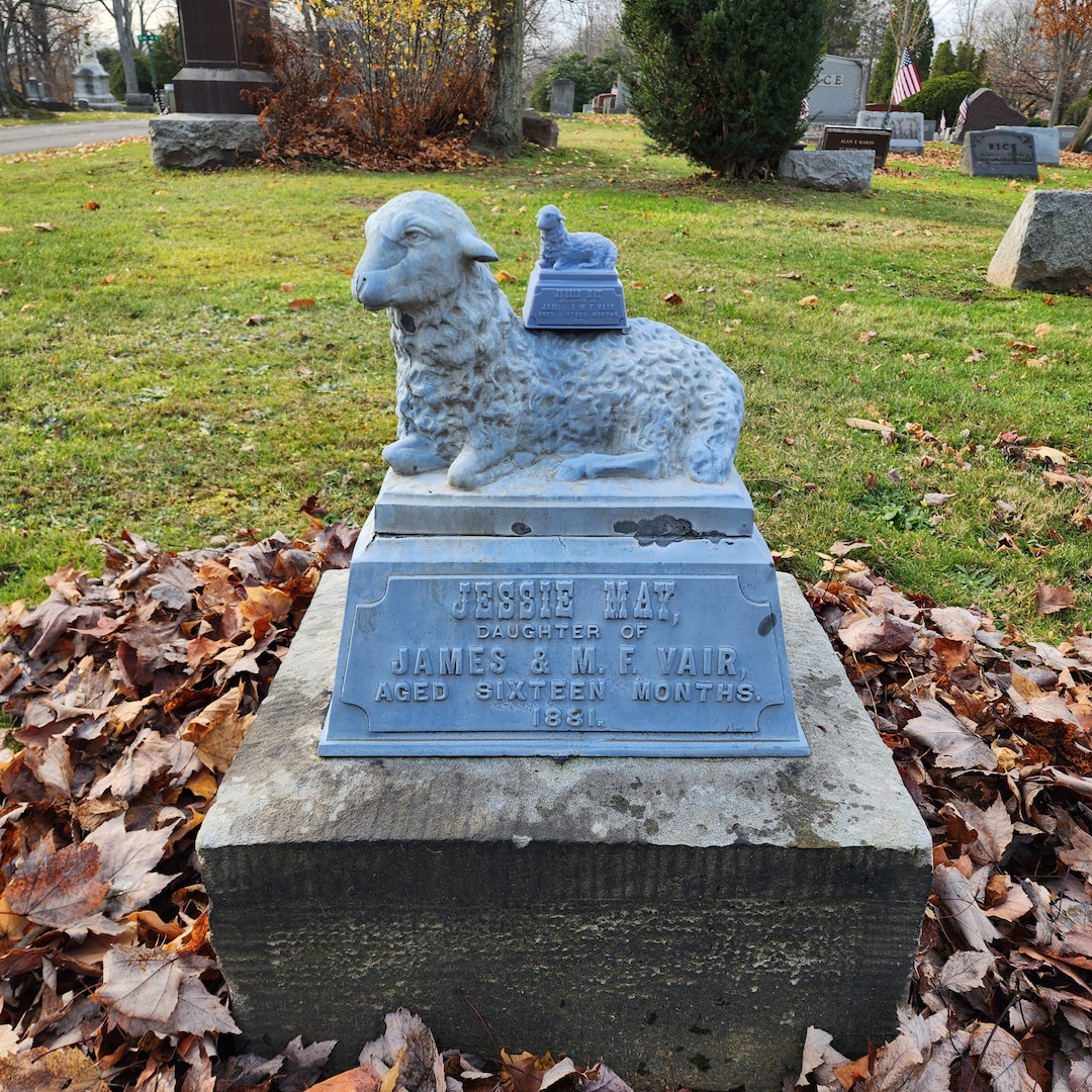 3D Printed Resin, Lamb Tombstone for Little Jessie May. 1881. A ...