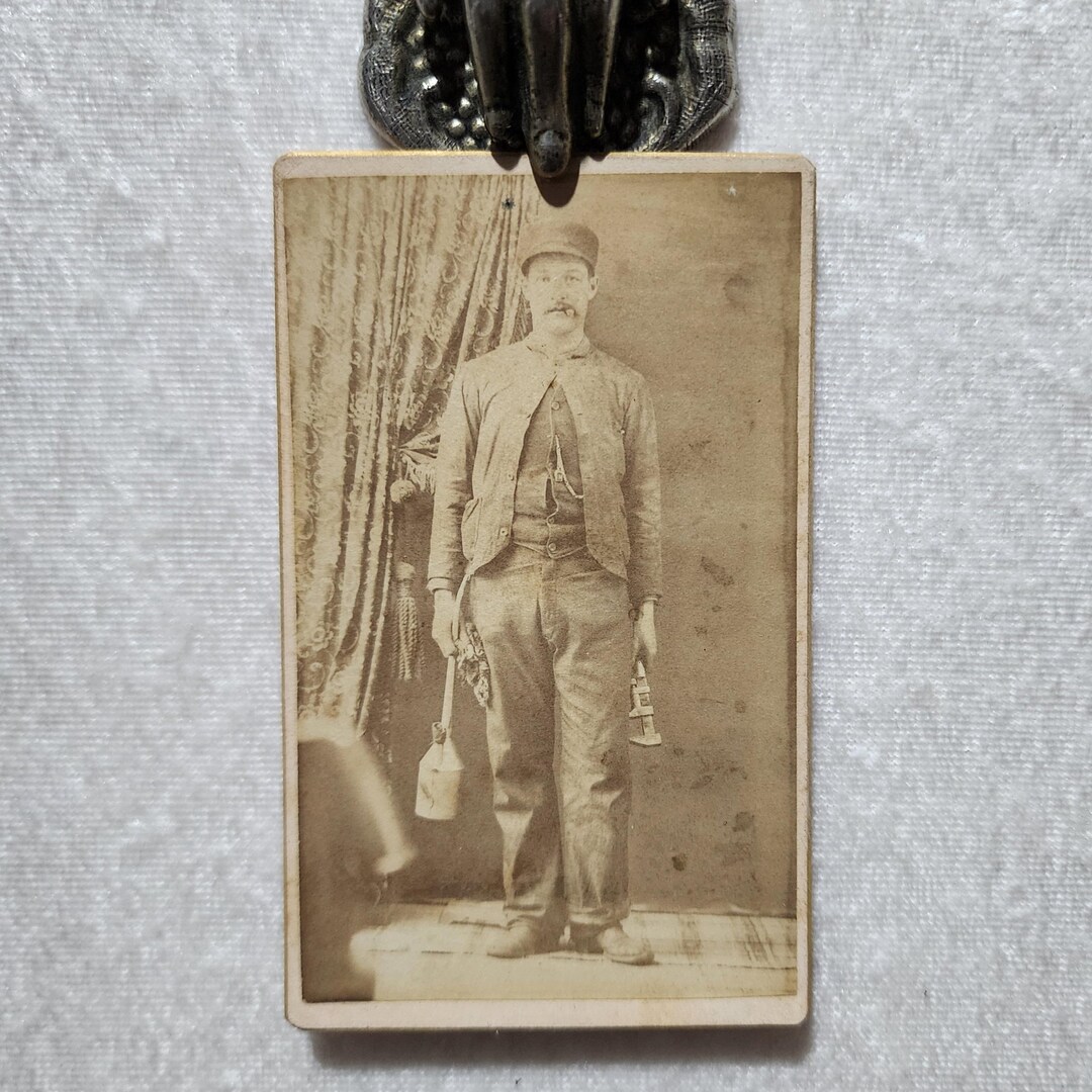 Antique Cdv Photo of a Mechanic With His Oil Can and Wrench in Hand ...